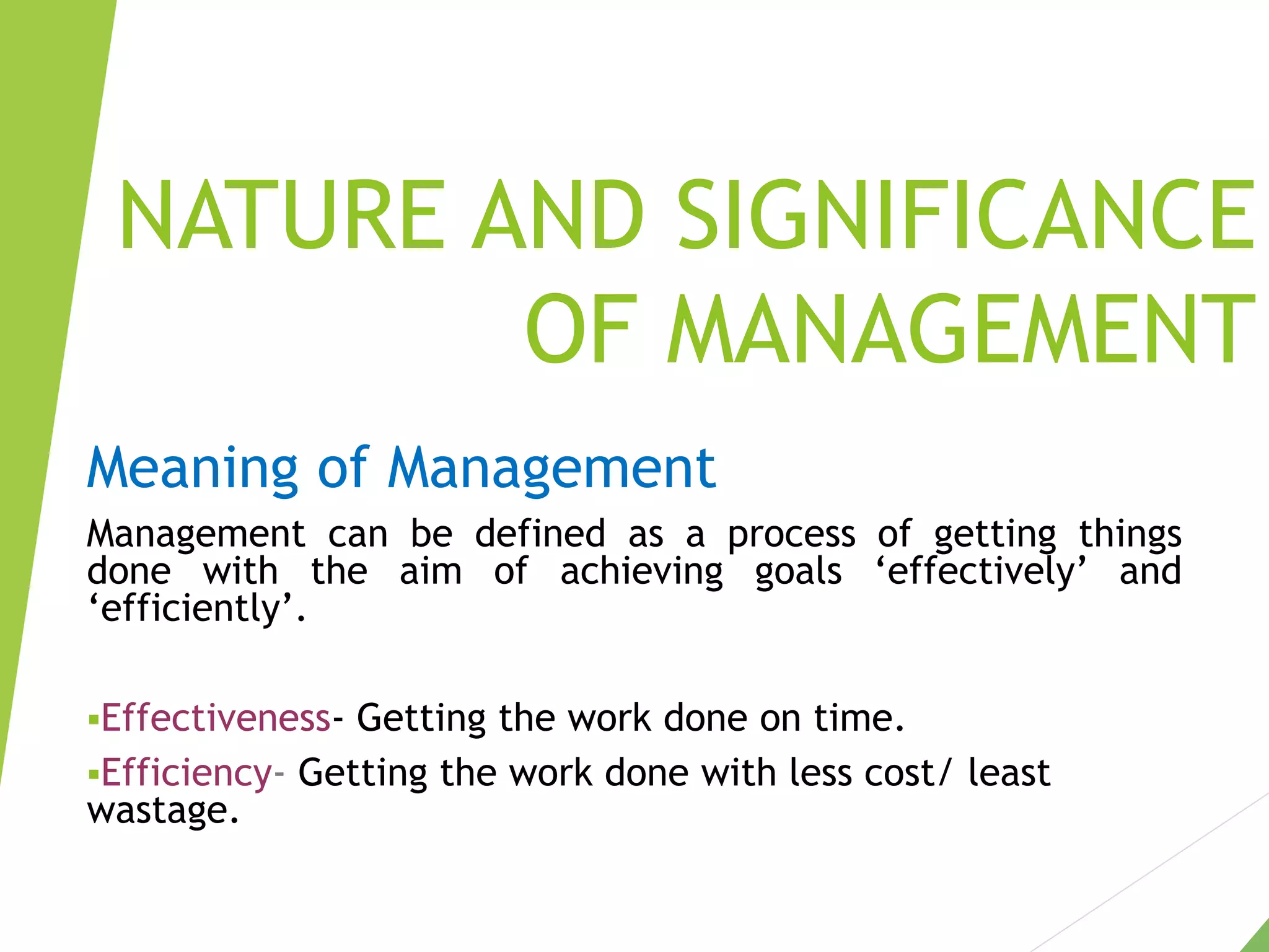 Nature and significance of management | PPTX