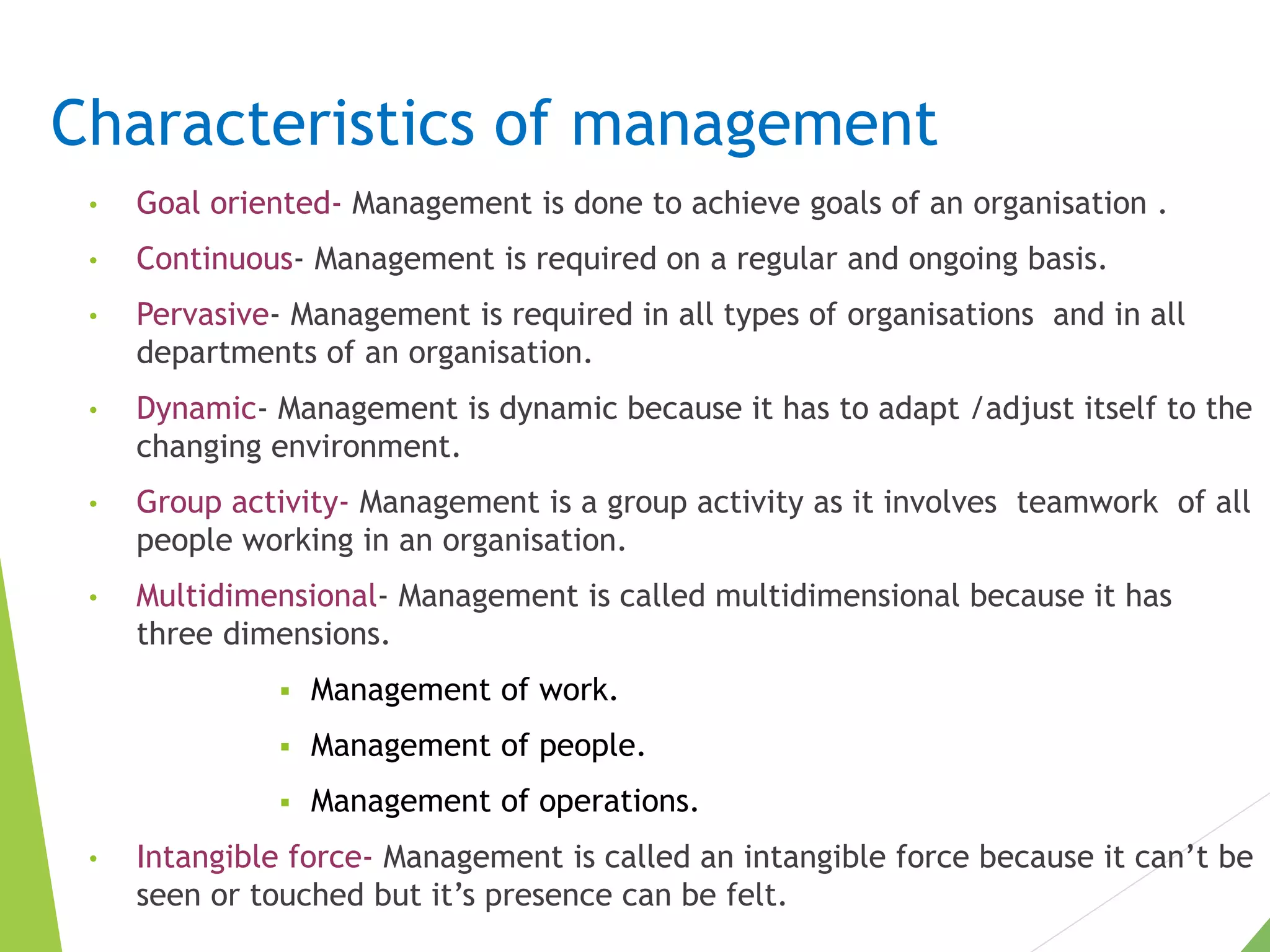 Nature and significance of management | PPTX