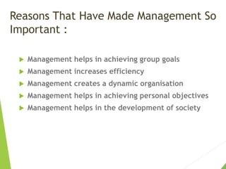 Nature and significance of management | PPTX