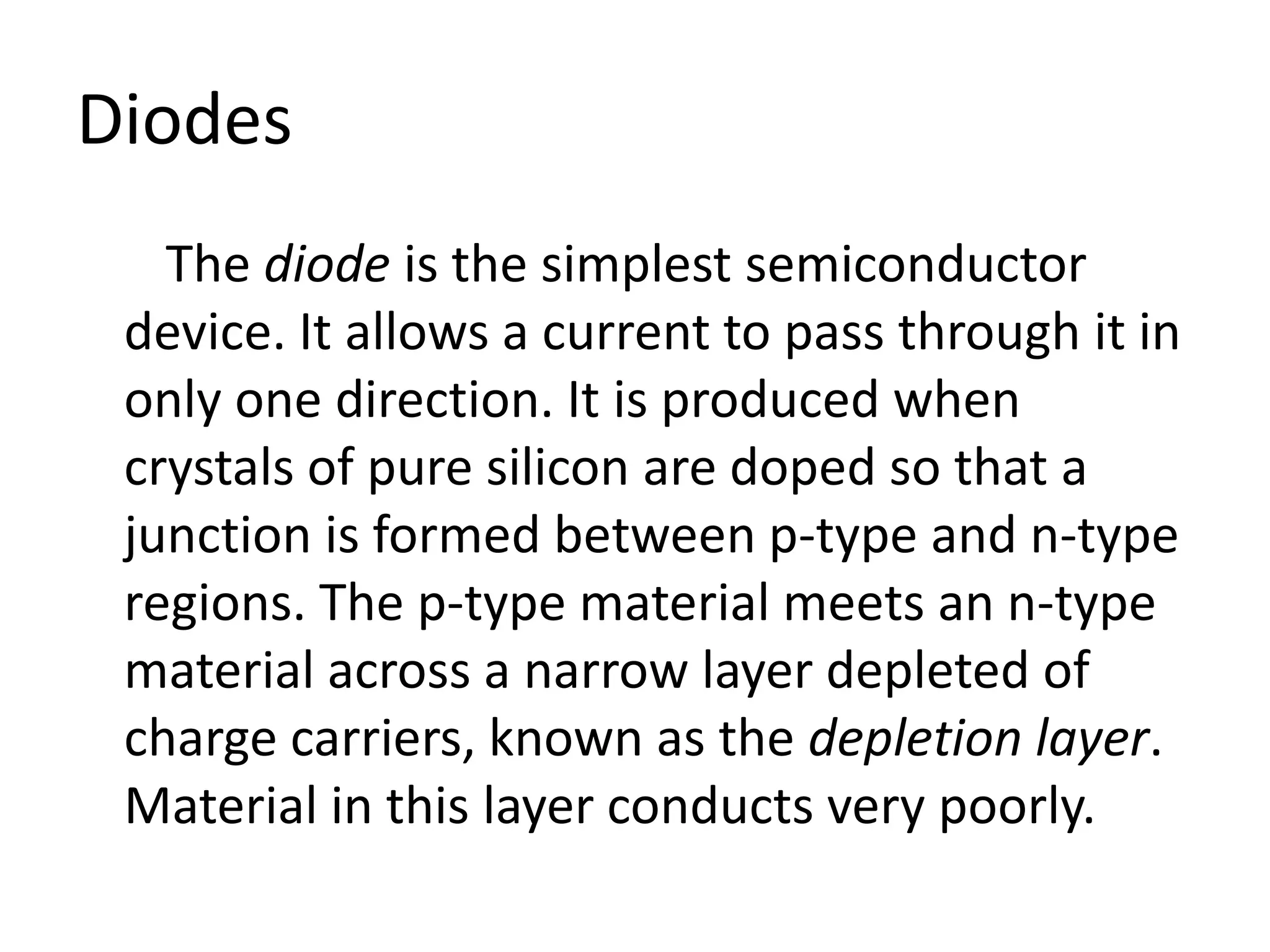 Nature and the characteristics of semi conductors(diodes and doped | PPT