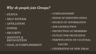 Nature and types of Groups | PPTX