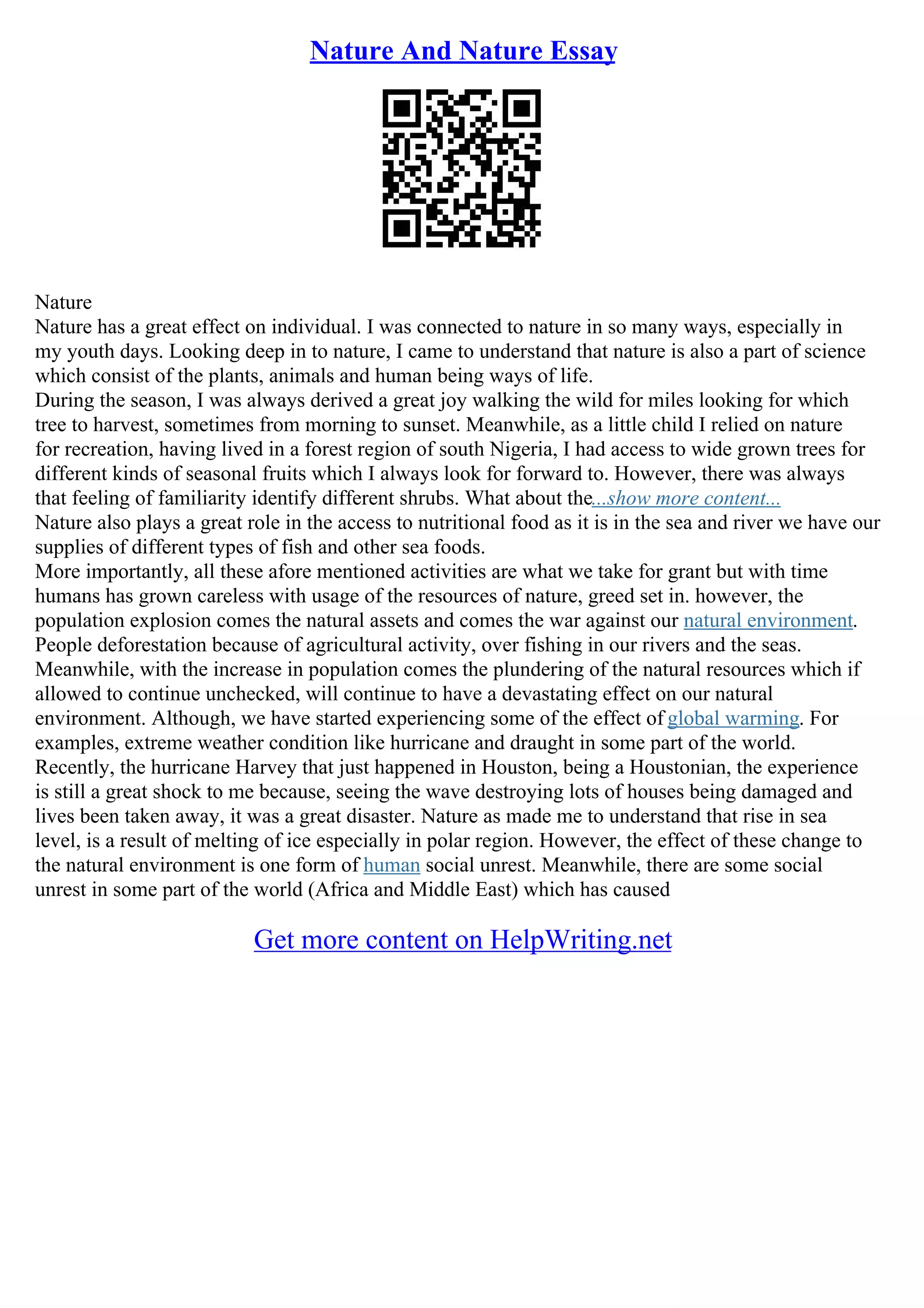 Nature Conservation Essay | PDF