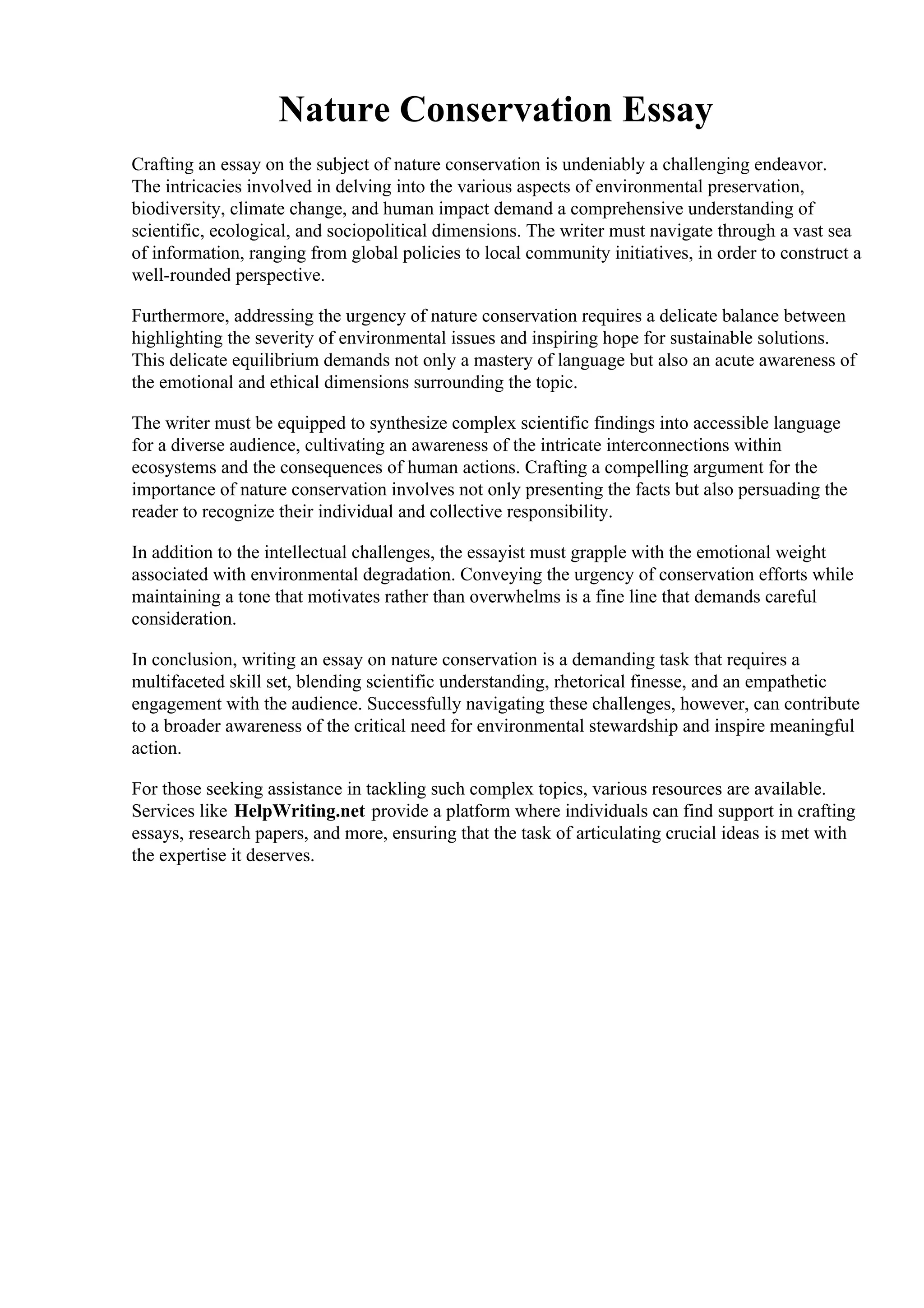 Nature Conservation Essay | PDF | Recalls | Consumer Issues