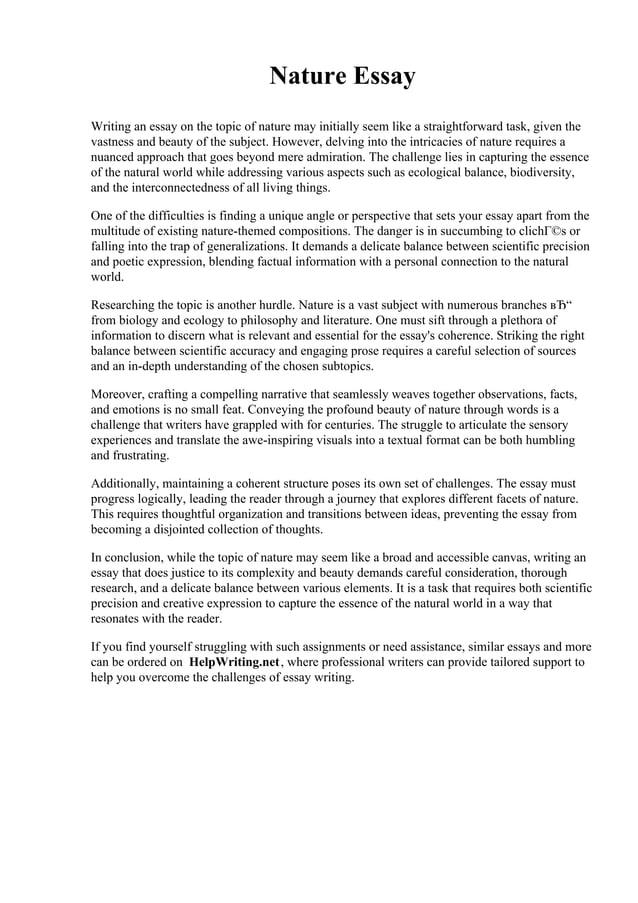 Nature Essay.pdf | Biological Sciences | Science