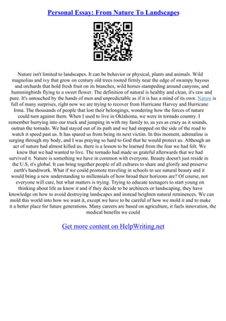 Nature Essay Examples | PDF