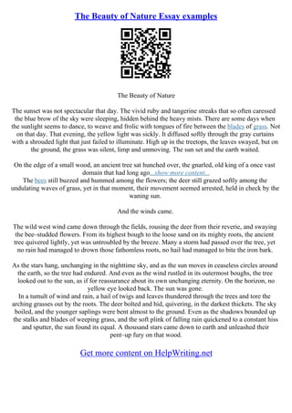 Nature Essay Examples | PDF