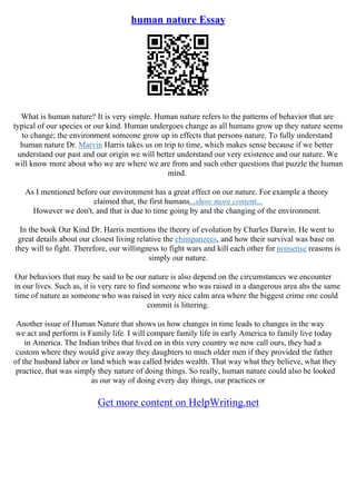 Nature Essay Examples | PDF