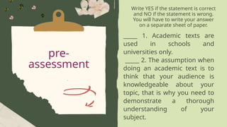 Nature of Academic Text................. | PPT