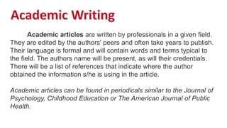 Nature of academic texts | PPTX