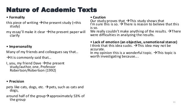 Nature of academic texts