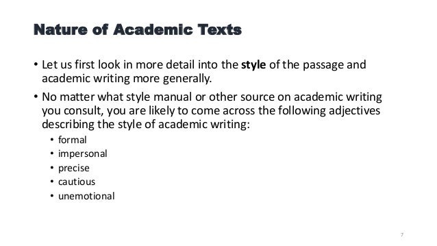 Nature of academic texts