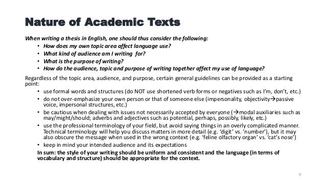 Nature of academic texts