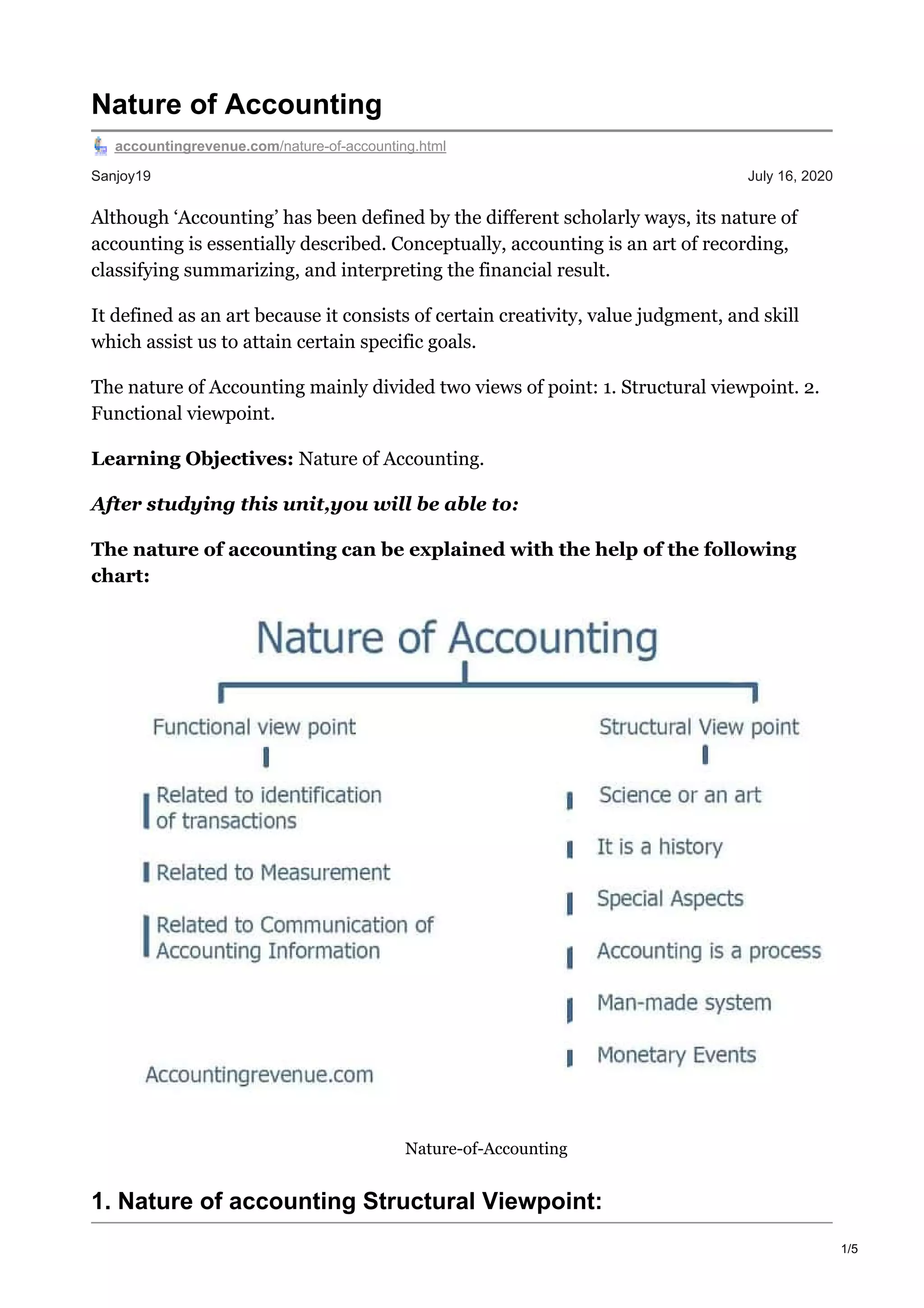 Nature of accounting | PDF