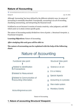 Nature of accounting | PDF