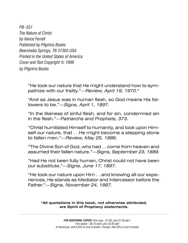 Nature of Christ - Vance Farrell | PDF