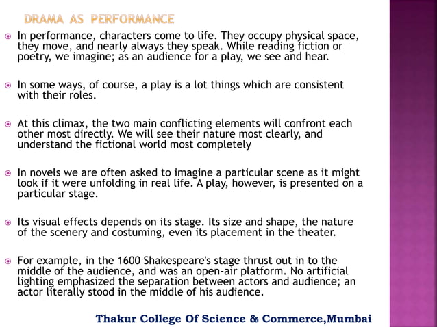 Nature of drama | PPTX | Drama | Genres