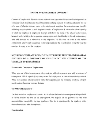 Nature of employment contract , MoCU University | PDF