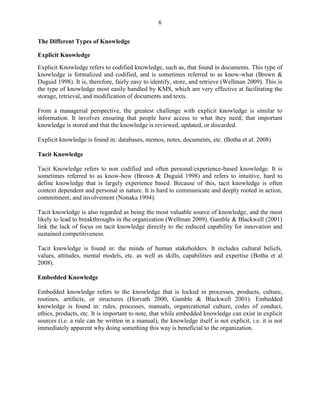 Nature of Knowledge Management, alternative views and types of ...