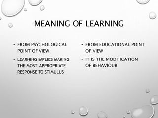Nature of learning | PPTX