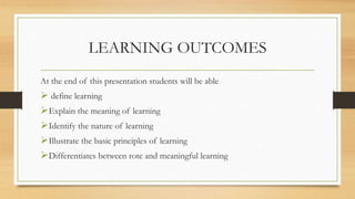 Nature of learning | PPTX