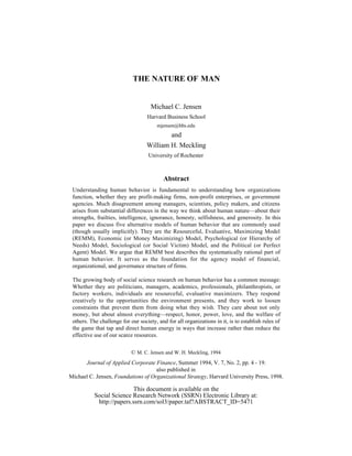 Nature of man jensen meckling | PDF