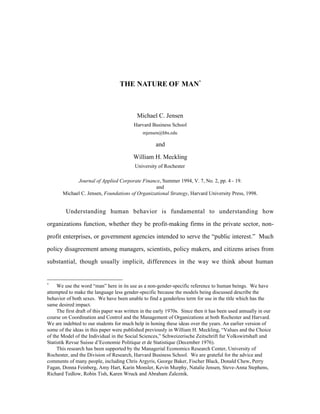 Nature of man jensen meckling | PDF