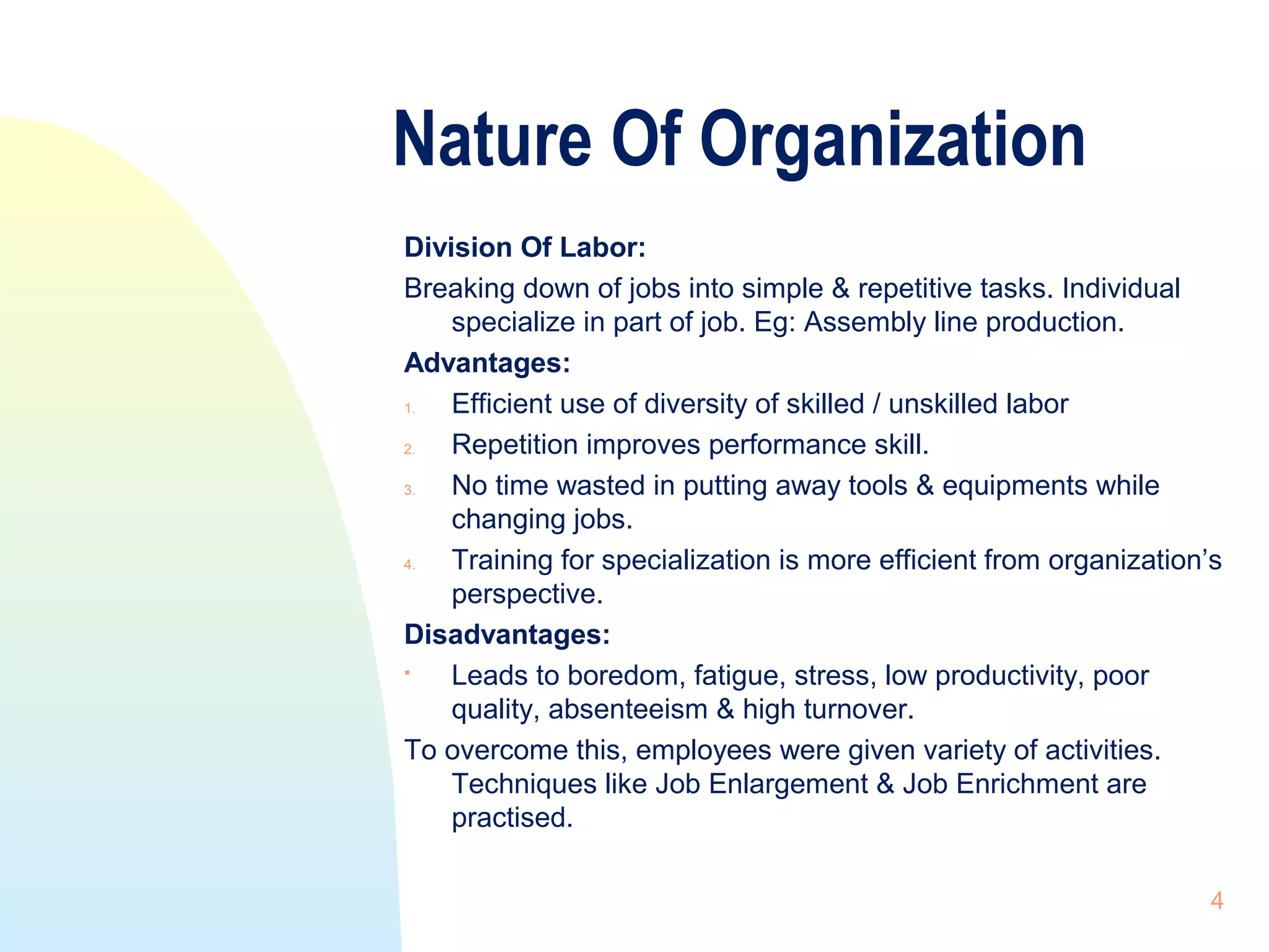 Nature of organization & management | PPT
