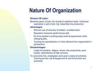 Nature of organization & management | PPT