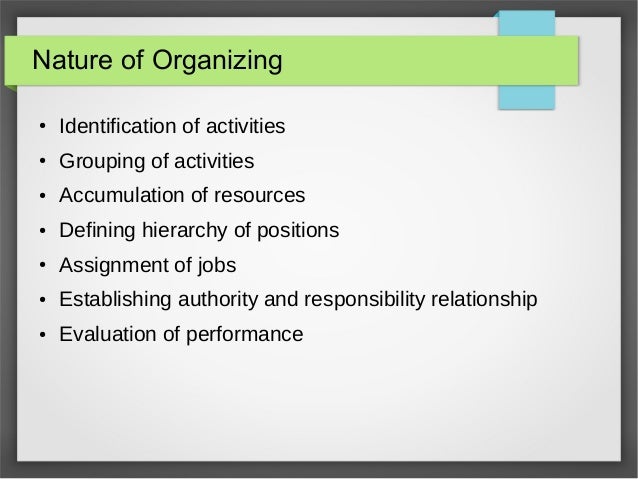 Nature of organizing