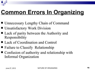 Nature of organizing , formal and informal organization | PPT