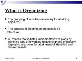 Nature of organizing , formal and informal organization | PPT