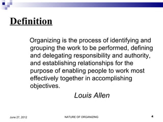 Nature of organizing , formal and informal organization | PPT