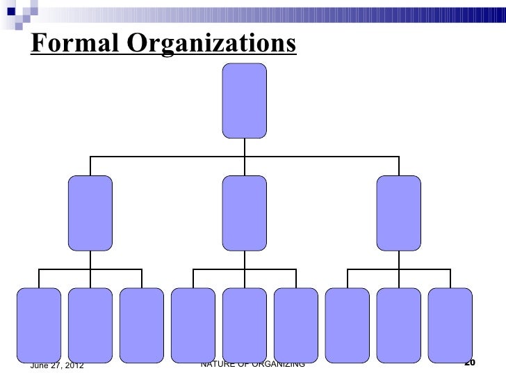 Nature of organizing , formal and informal organization