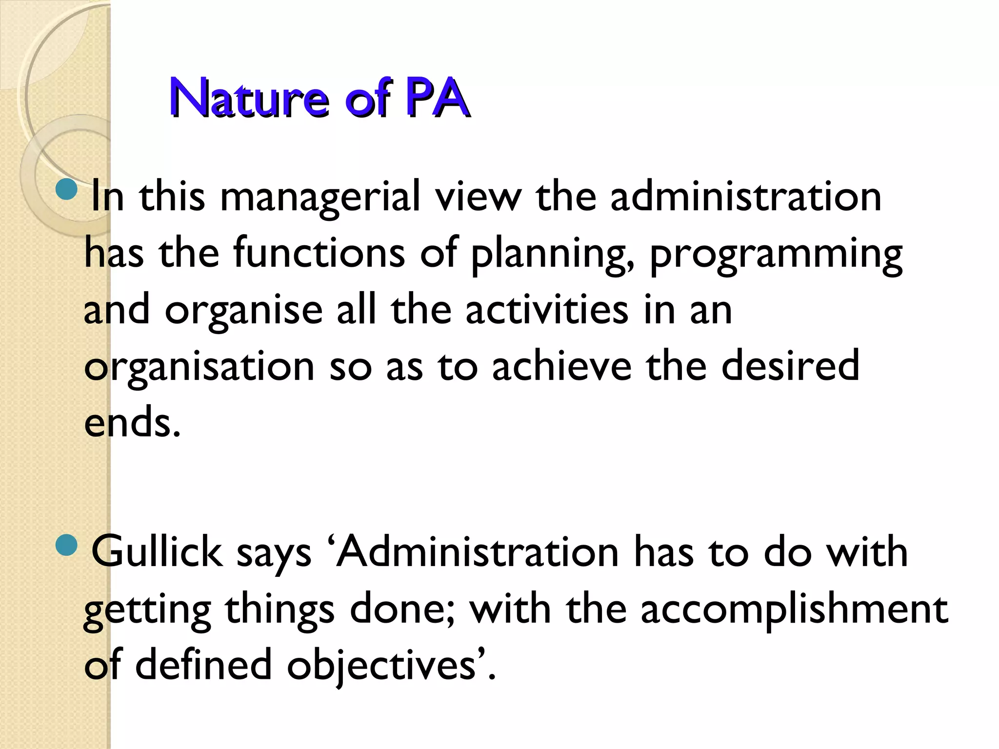 Nature of public administration | PPT