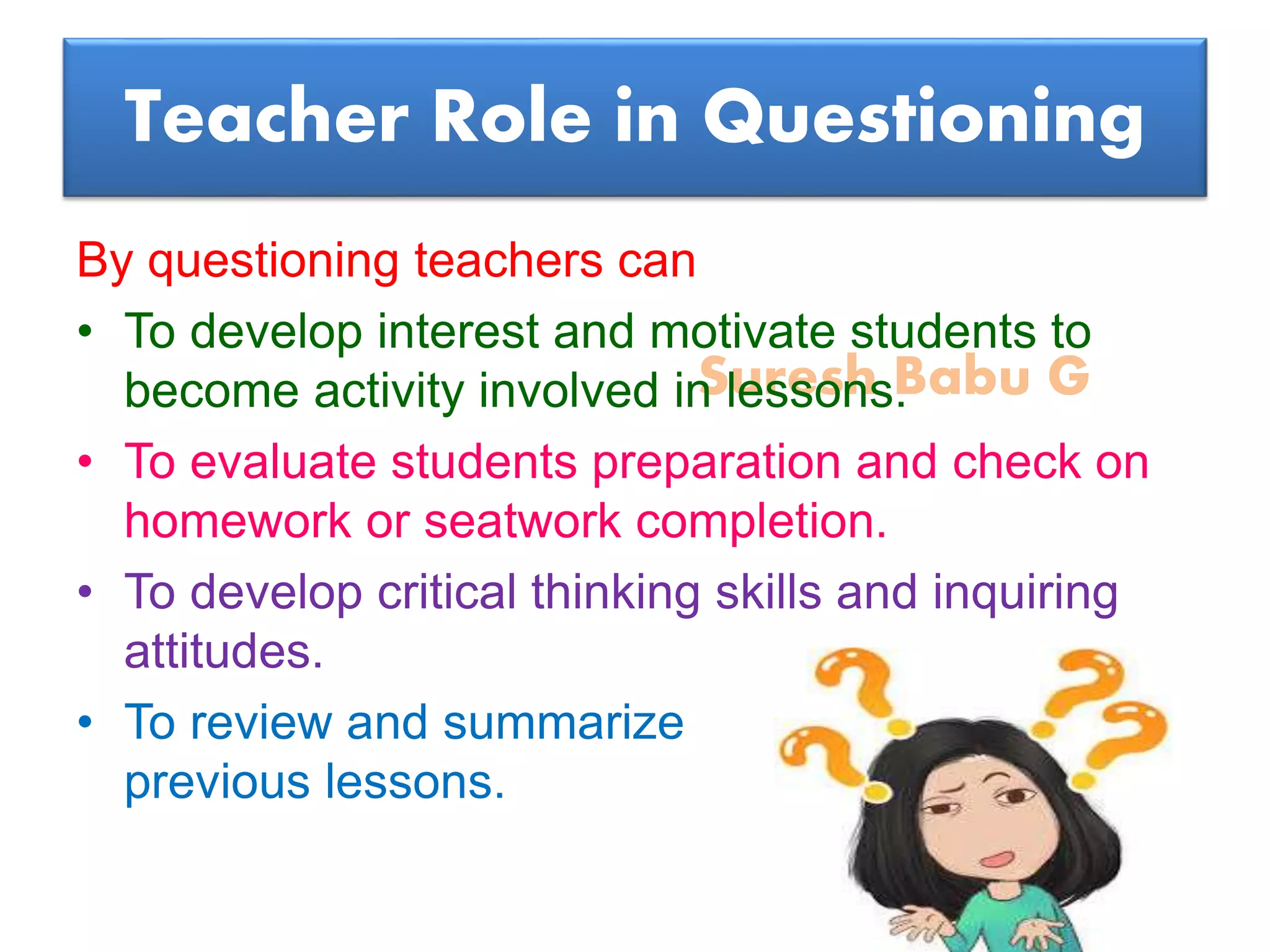 Nature of questioning in the classroom – Types of questions and ...
