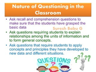 Nature of questioning in the classroom – Types of questions and ...