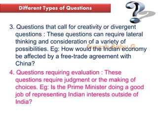 Nature of questioning in the classroom – Types of questions and ...