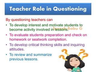 Nature of questioning in the classroom – Types of questions and ...