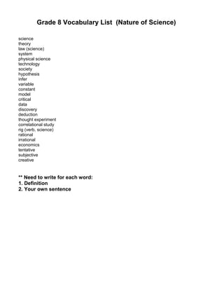 Nature of Science knowledge handouts and notes | PDF