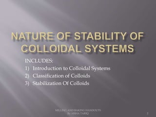 Nature of stability of Colloidal Systems | PPTX
