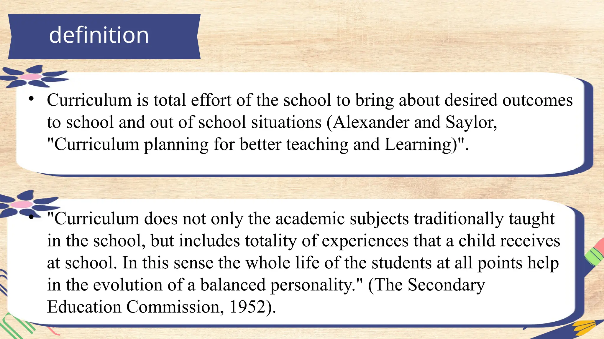 Nature of the curriculum. (definitions from various author) | PPTX