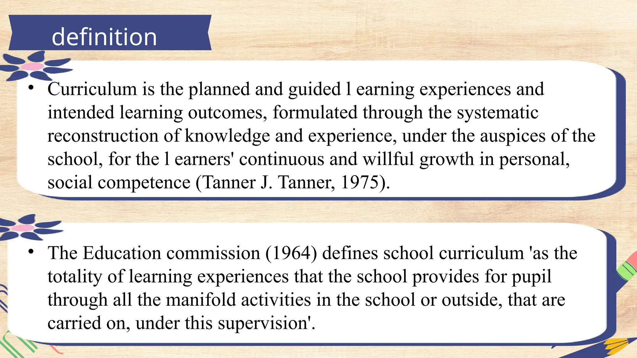 Nature of the curriculum. (definitions from various author) | PPTX