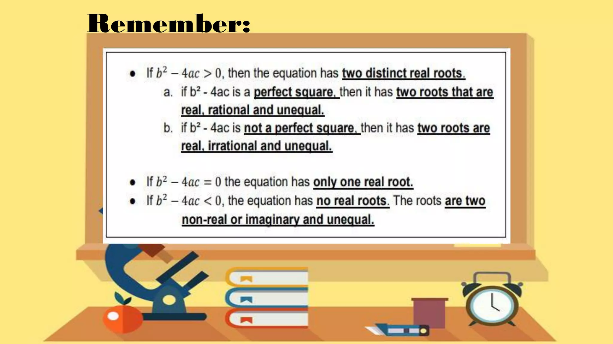 Nature of the roots and sum and product of the roots of a quadratic equation | PDF