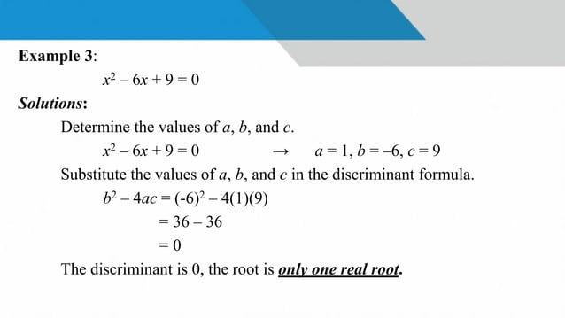 Nature of the roots and sum and product of the roots of a quadratic ...