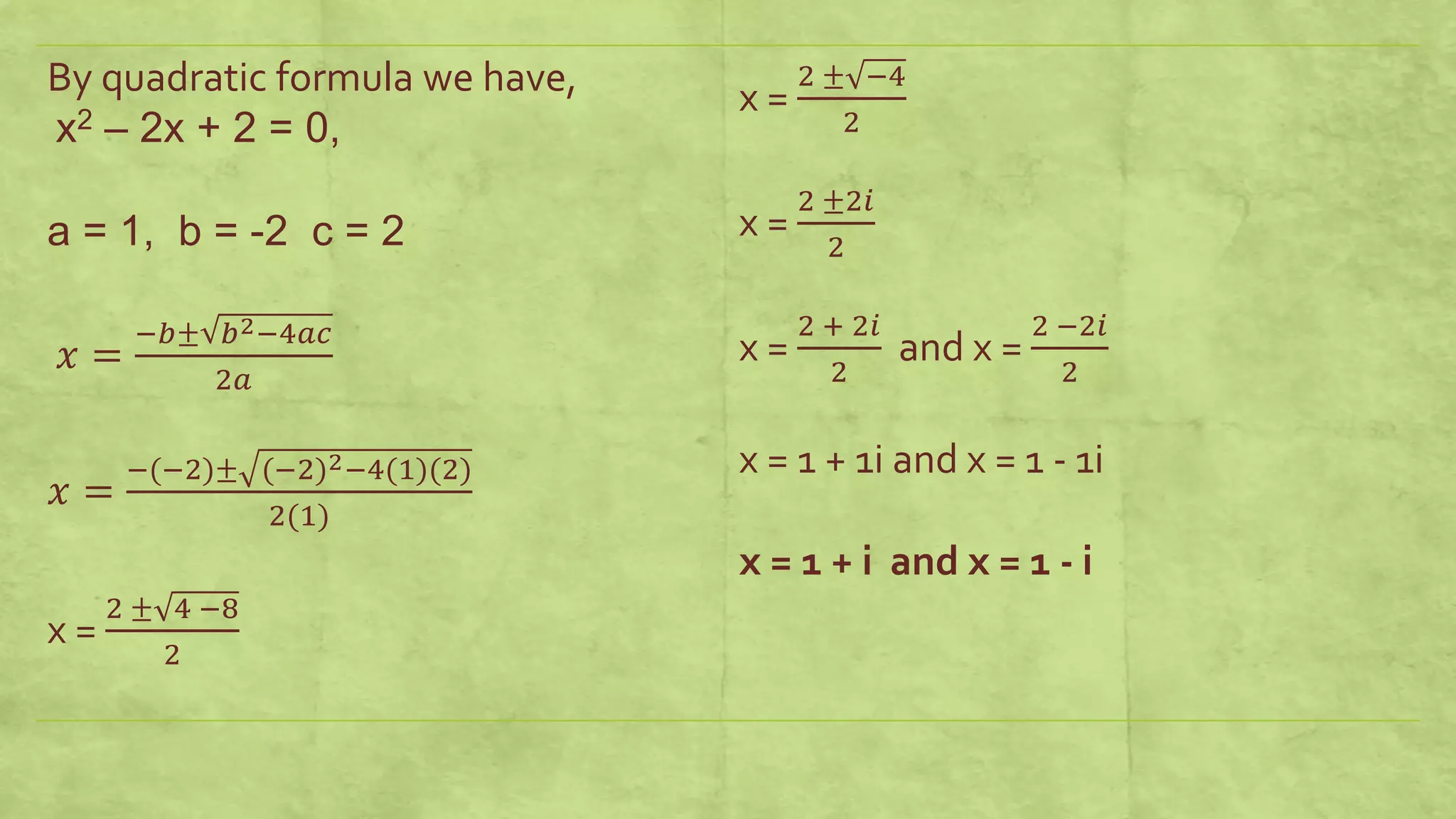 Nature of the roots of a quadratic equation | PPTX