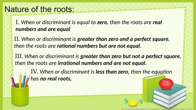 Nature of the roots using discriminant.pptx | Free Download