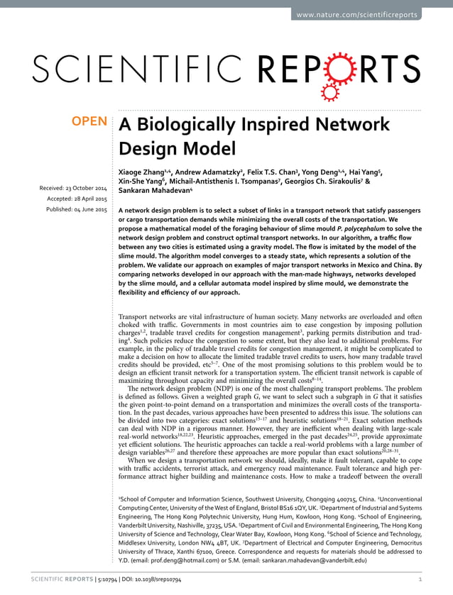 A Biologically Inspired Network Design Model | PDF