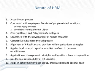 Nature, Scope and Evolution of HRM | PPTX