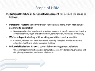 Nature, Scope and Evolution of HRM | PPTX