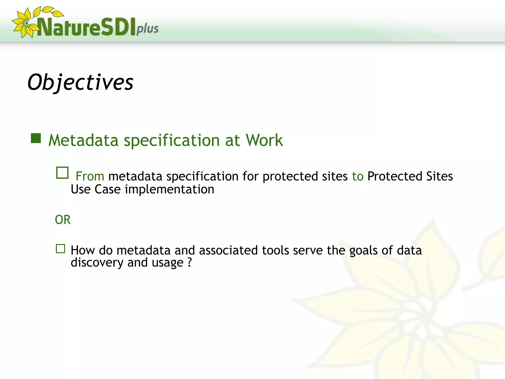 Metadata specification at work: some examples of INSPIRE use cases with a cataloguing tool | PPT
